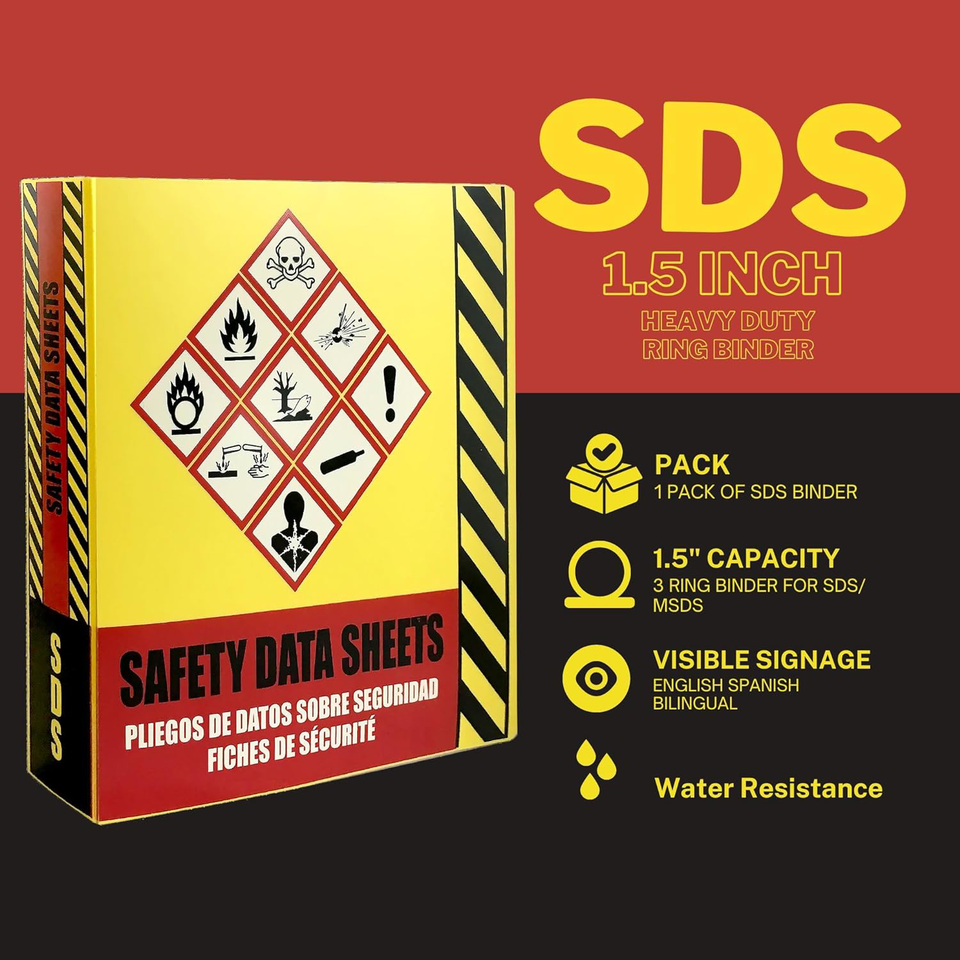 SDS Ring Binder, Heavy Duty 3 Ring Binder with 1.5 Inch Capacity Holds ...