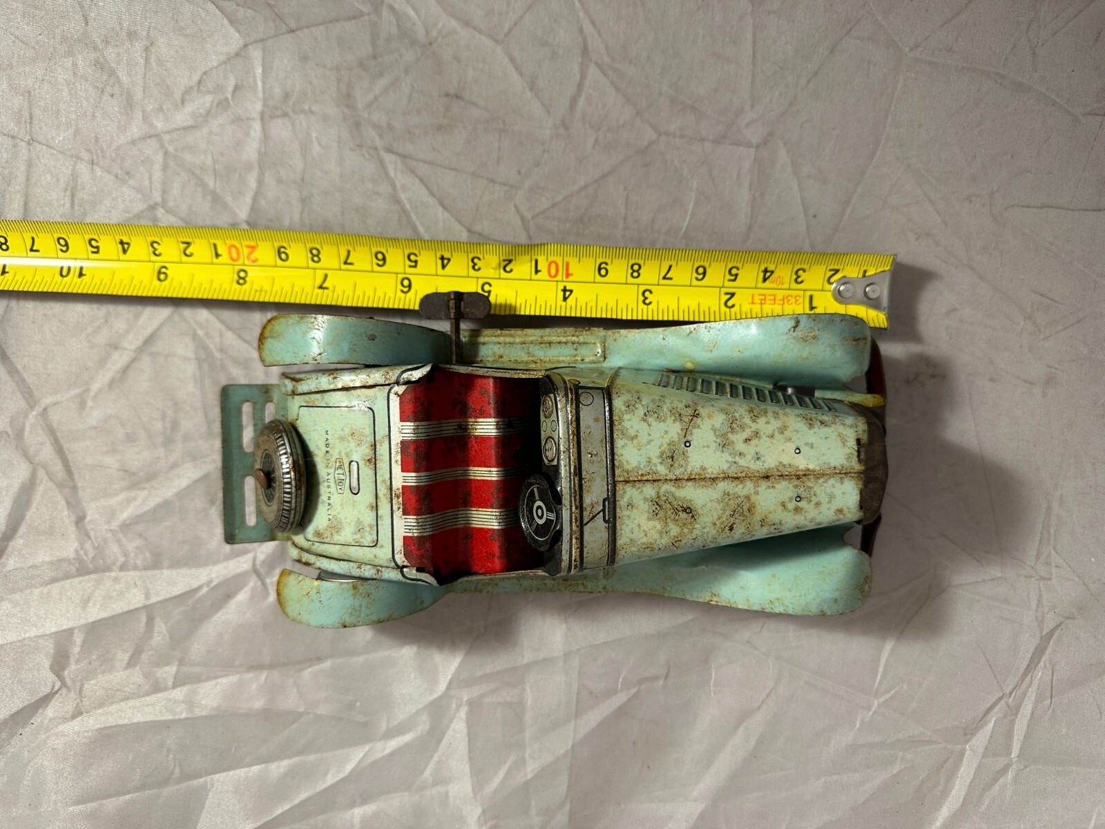 Mettoy Made in Australia Tin Toy Vintage Convertible Clockwork Car Blue ...