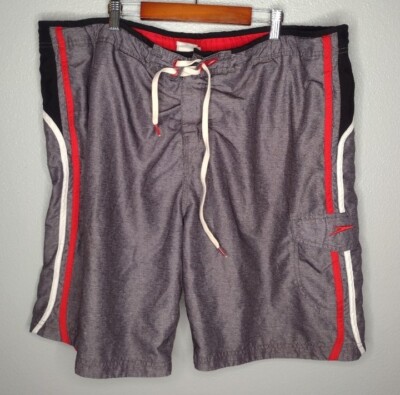 Speedo Men's Swim Trunks Shorts Lined Gray Red Outdoor Water UU | eBay