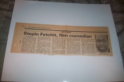 Vintage Movie Black Actor Stepin Fetchit Obituary Newspaper Clipping ...