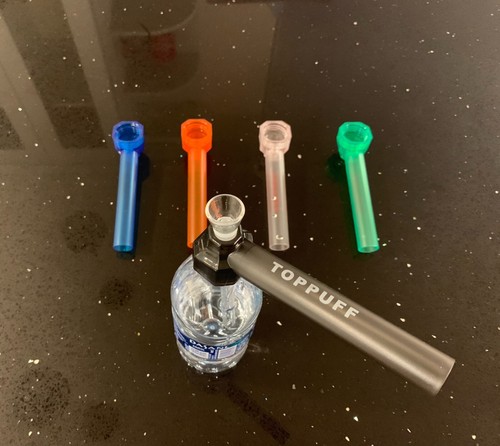 Black Top Puff Portable Hookah Screw on Bottle Converter Water Glass ...