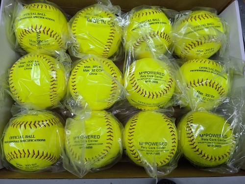 1 DOZEN 12" .52/300 LBS PU CORE SOFTBALLS COMPOSITE COVER MADE WITH ...