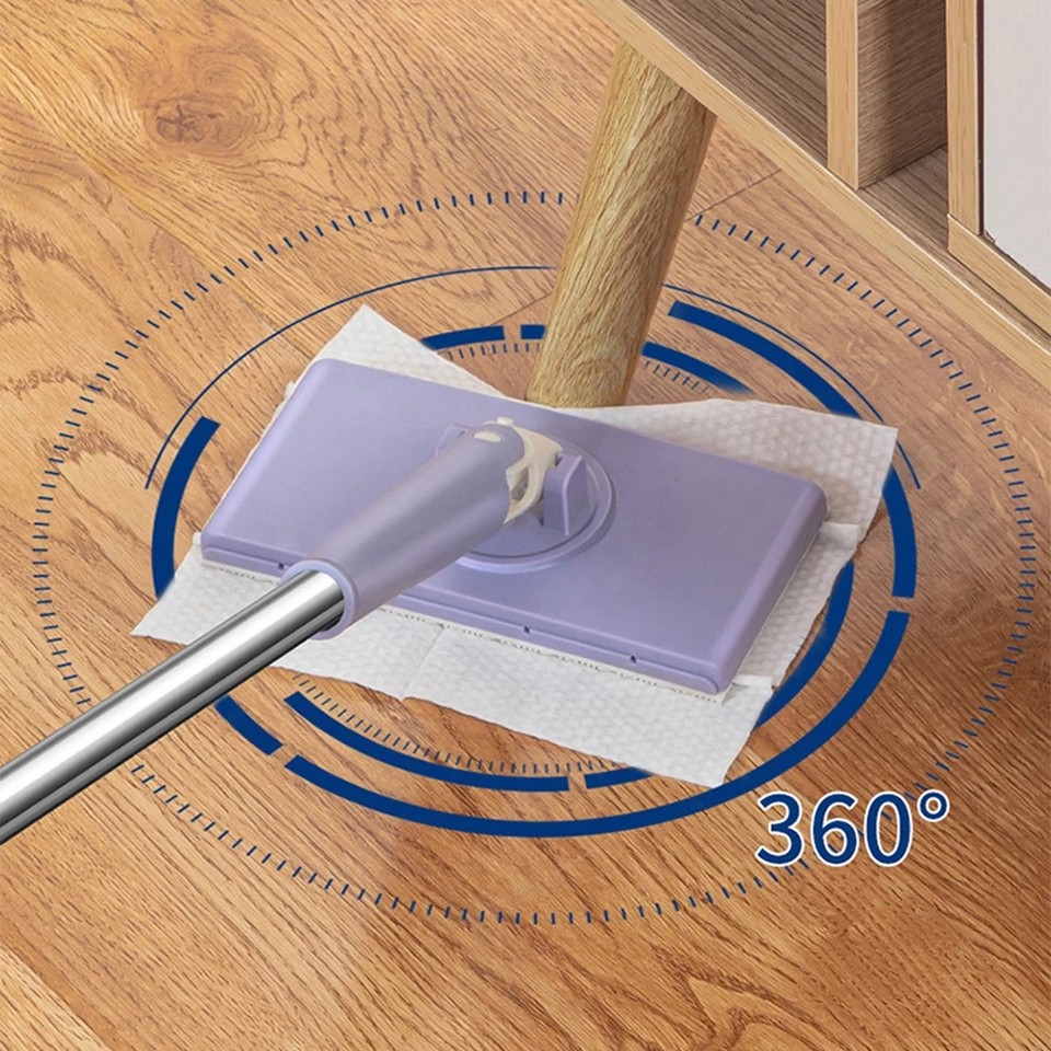 Hands-Free Mini Mop with 360° Rotating Head Automatic Cloth Changing ...