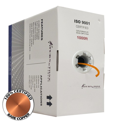 TSCables Cat6 Plenum Solid Bare Copper 1000ft 550 Mhz 23 AWG Cable in ...
