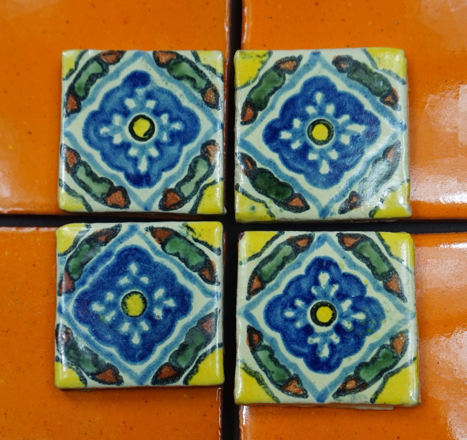 5cm x 5cm Hand-Made Ceramic Mexican Wall Tile Painted Terracotta Tiles ...