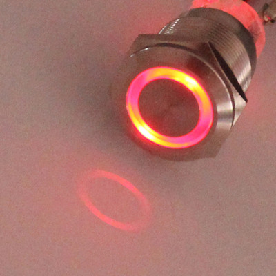 19mm 12V Car Red LED Light Angel Eye Push Button Metal Switch ON/OFF ...