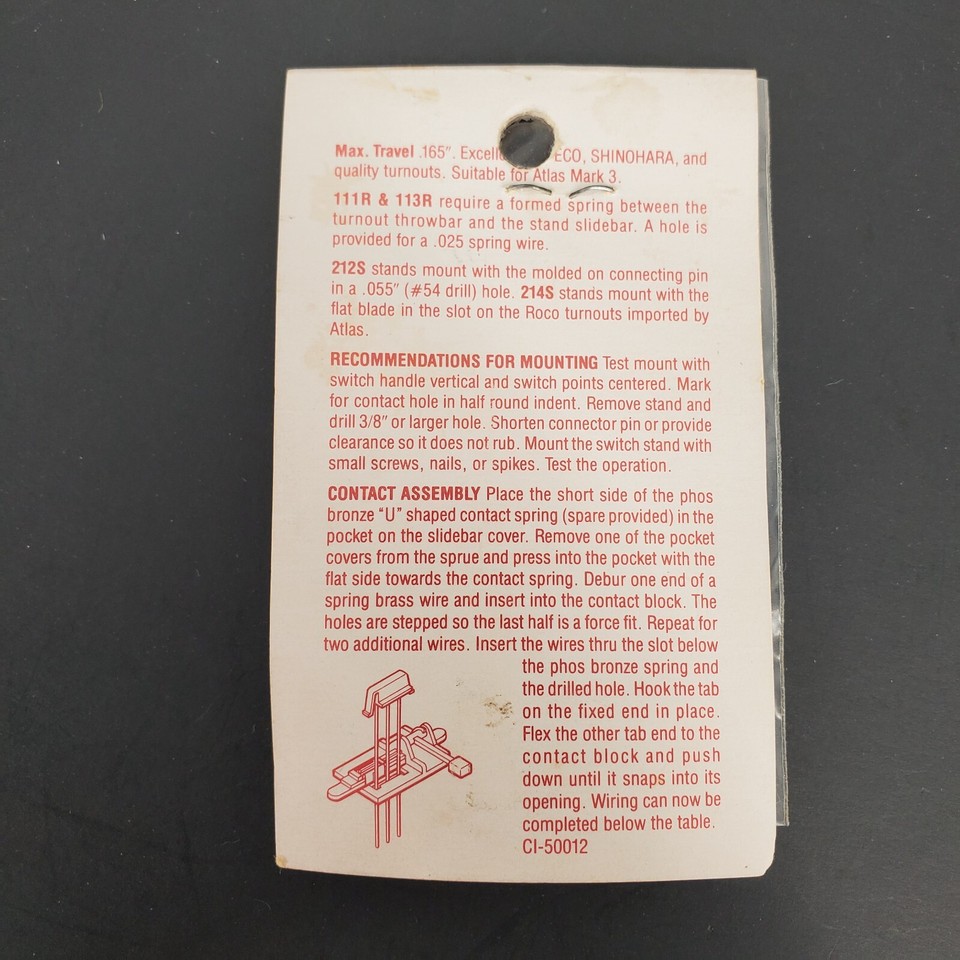 Caboose Industries N/HO #212S Ground Throw with Contacts | eBay