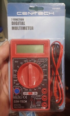 Cen-Tech 7 Function Digital Multimeter AC DC Voltage Current LCD 98025 ...