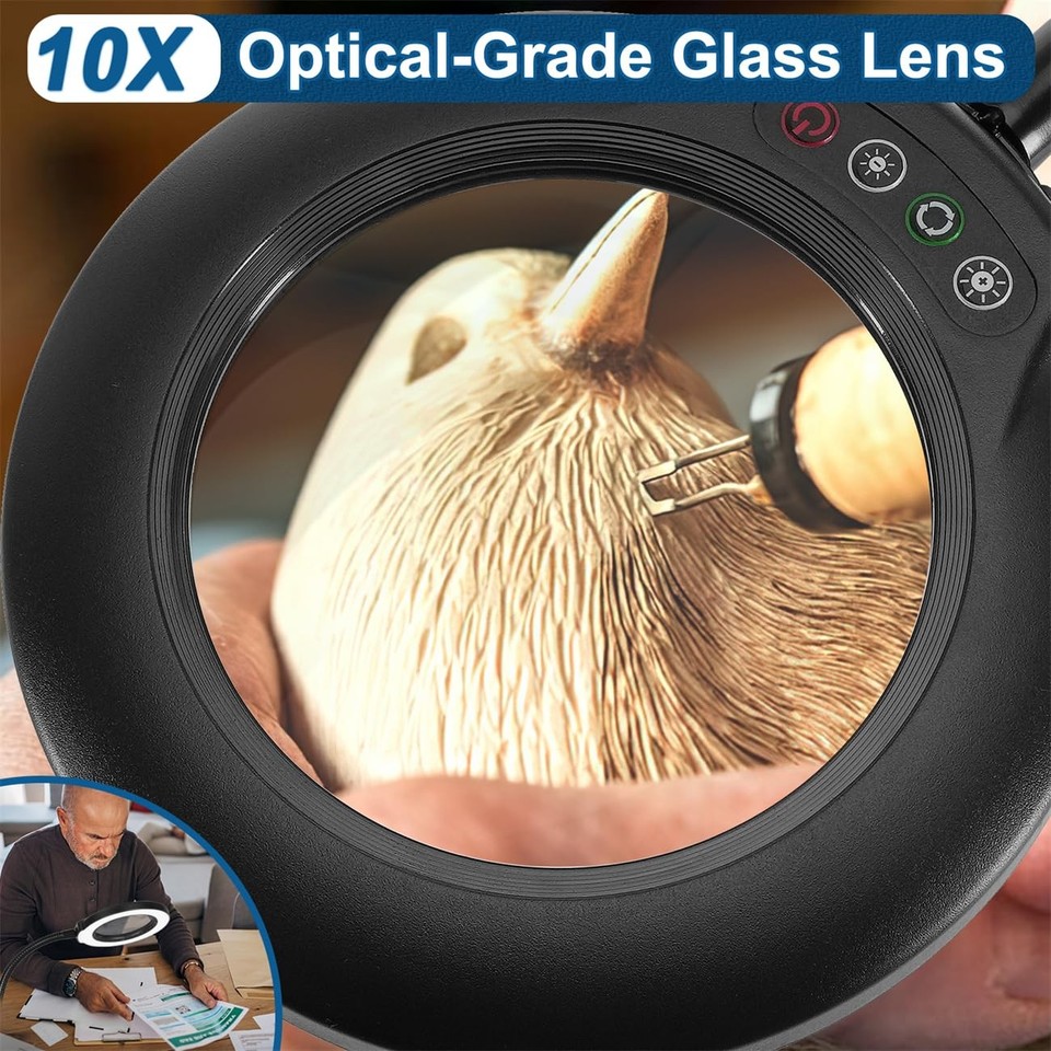 10X Magnifying Glass with Light, Real Glass Lens, 5 Color Modes ...