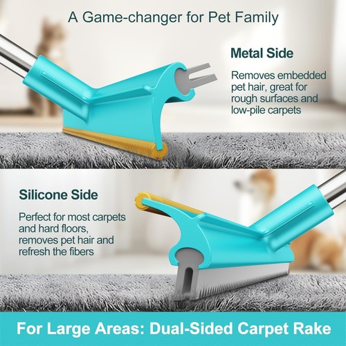 Carpet Rake for Pet Hair Removal (3 Pack), Dog Cat Fur Remover Light ...