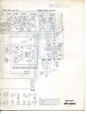 Sony Model STR-6065 FM Stereo/ FM-AM Receiver Schematic Diagram Only | eBay