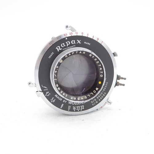 Wollensak 162mm F4.5 Raptar 4x5 View Camera Lens in Rapax Shutter | eBay