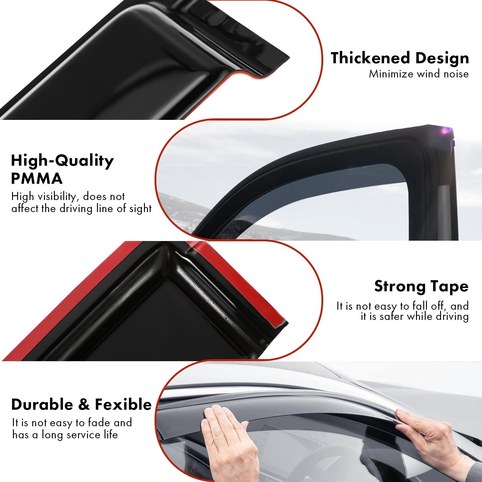 4x Weather Shield Weathershield Window Visor for VW Amarok 2011-2019 ...