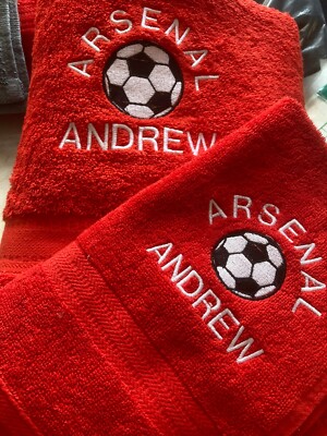 Arsenal Personalised Football Towels - Embroidered Team & Individual ...