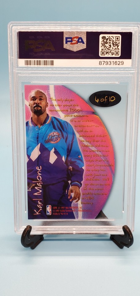 1996 Fleer TOTAL O Acetate Insert KARL MALONE Card # 6 Graded Mint PSA ...