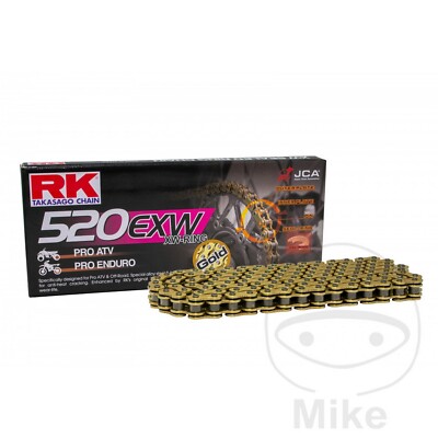 RK EXW Chain Gold & Black 520 Pitch 110 Links Rivet Link XW-Ring Steel ...