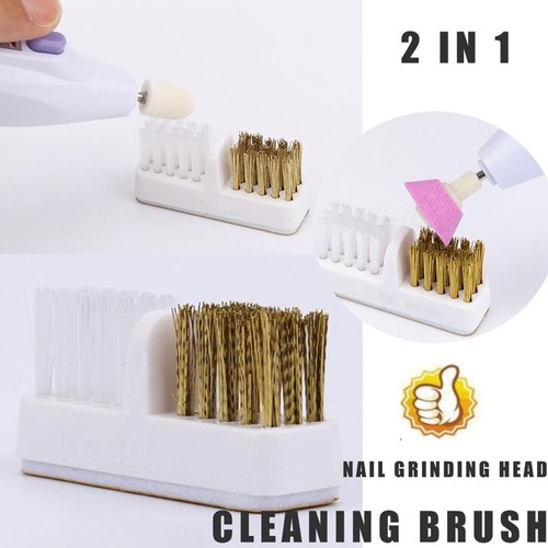 Nail Art Salon Dual Brush Cleaning Brush Copper Wire Cleaner Nail Drill ...