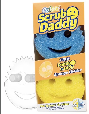 Scrub Daddy Colors 6 Pack + 1 Daddy Caddy Sponge Holder, Flex Texture ...
