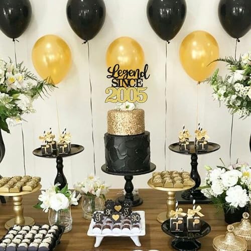 1 PCS Legend Since 2005 Cake Topper Glitter Twenty Happy Black Gold ...