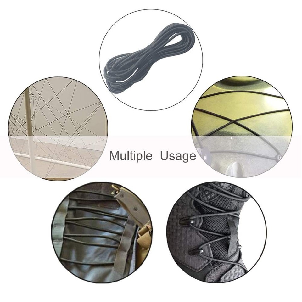 1/4" × 25 ft Elastic Shock Cord Bungee Ropes - Black Heavy Crafting ...