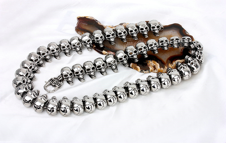 Heavy Men's Gothic Skulls Chain Biker Stainless Steel Necklace Punk 26 ...