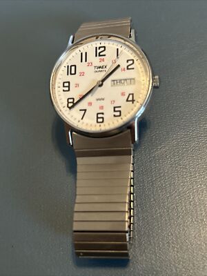 Timex Quartz Watch Mens Easy Read Large Number Stretch Bracelet Indiglo ...