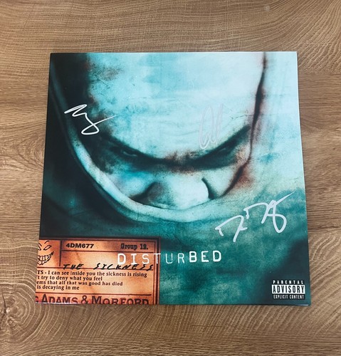 * DISTURBED * signed vinyl album * THE SICKNESS * DAVID DRAIMAN * PROOF ...