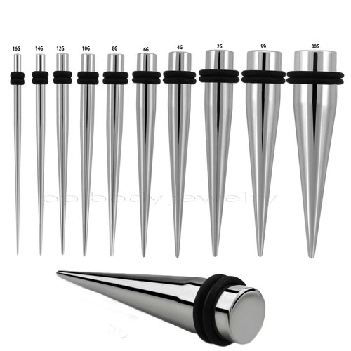 1pc. 14G-00G Surgical Steel Taper Expander Ear Stretcher Ear Plug with ...