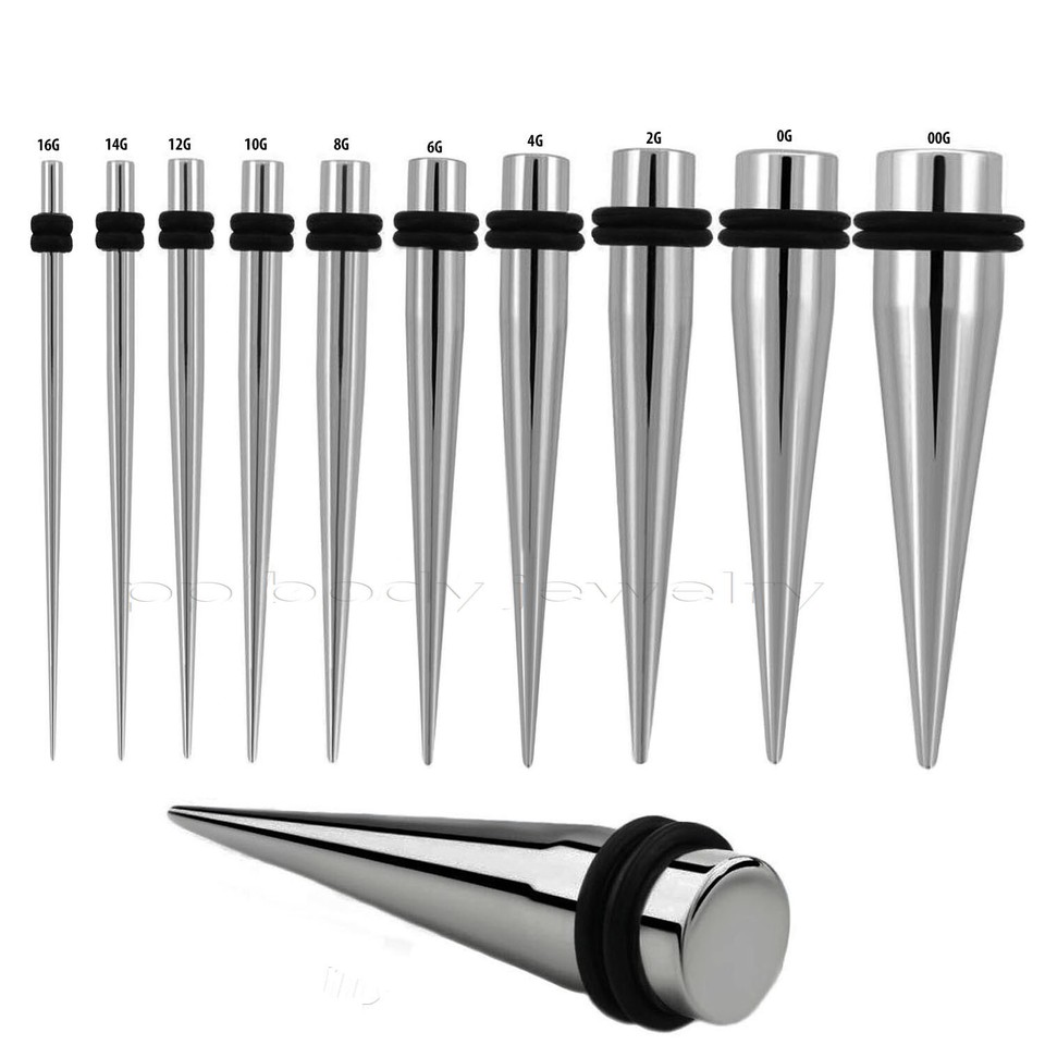 1pc. 14G-00G Surgical Steel Taper Expander Ear Stretcher Ear Plug with ...