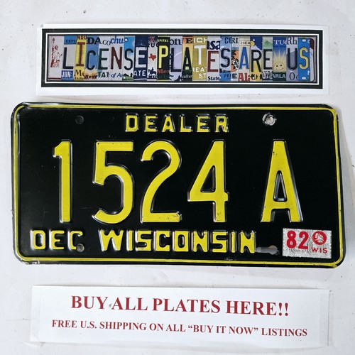 1982 Wisconsin Dealer License Plate 🔥FREE📬🔥 Vintage WI Tag 1524 A | eBay