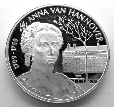 NETHERLANDS, ANNA VAN HANOVER 1709-1759 Silver Proof Medal 38mm 25g ...
