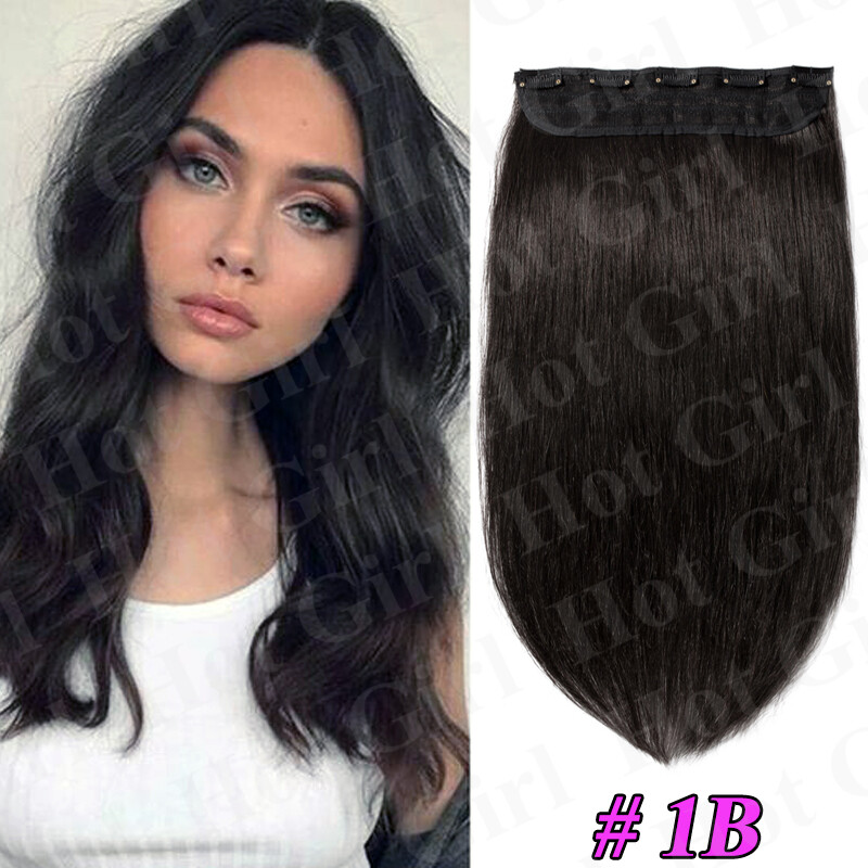 100g Real Remy Clip In Human Hair Extensions One Piece 3/4Full Head 20 ...