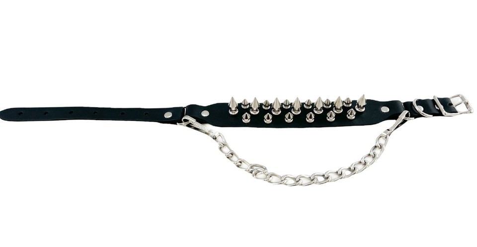 Pair of Spike Boot Strap 3 Row Genuine Leather Straps Punk Goth Western ...