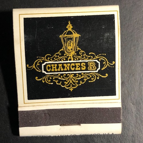 "Chances R" Restaurant Chicago Full Matchbook c1968-73 VGC Very Scarce ...