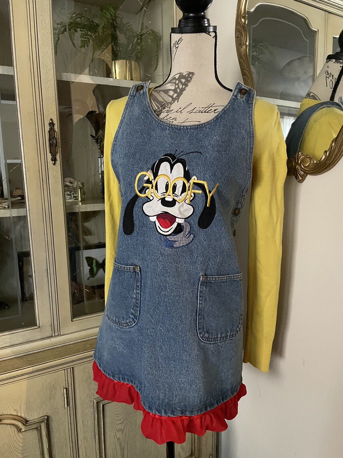 Vintage Preppy Disney Goofy Frilly Mini Dress & Yello… - Gem