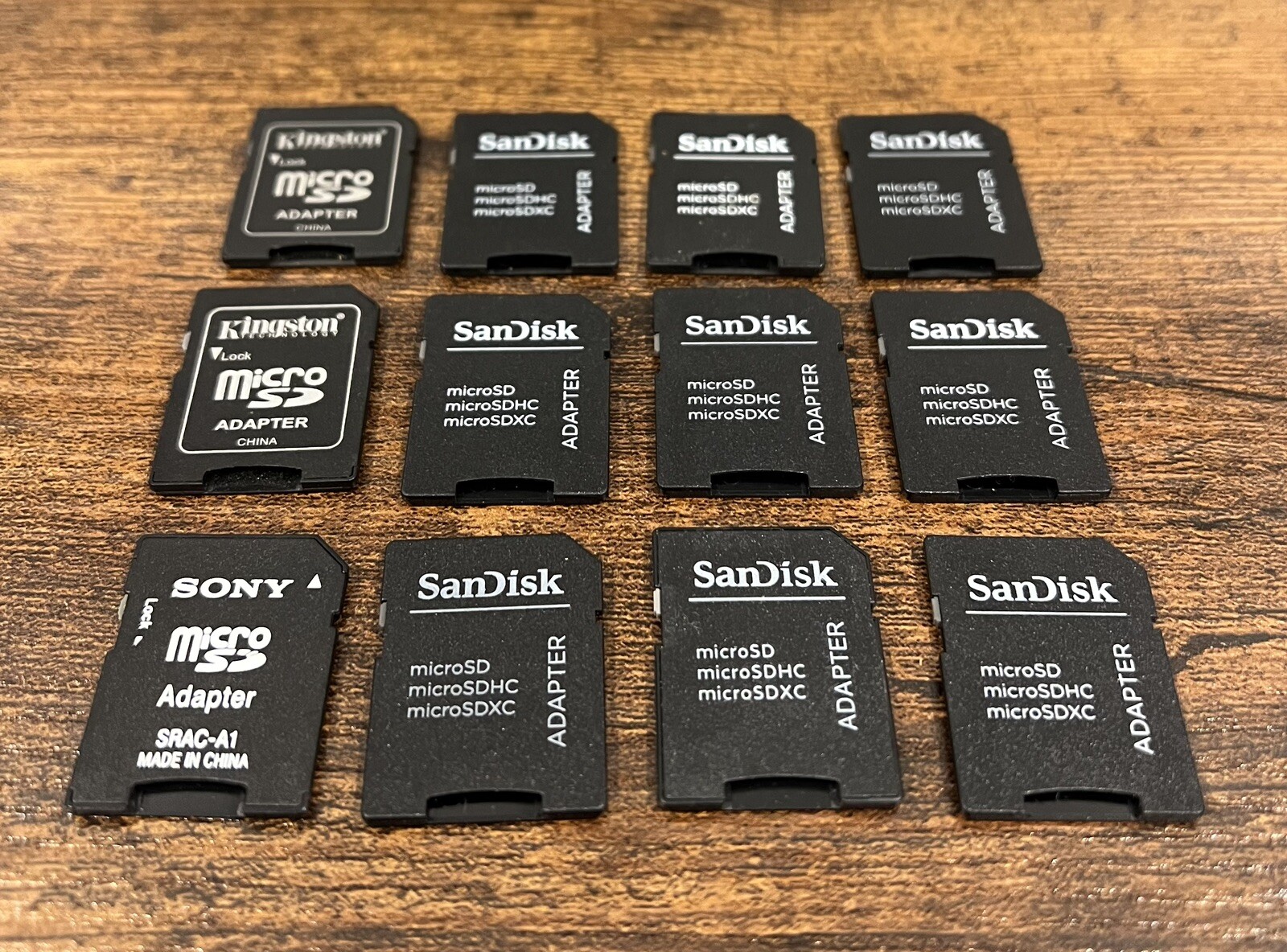 Lot of 12 Micro SD Card Adapters SD SDHC SDXC SanDisk Kingston Sony GUC ...