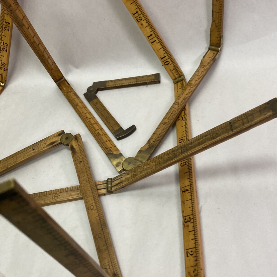 Six Diff Stanley Lufkin Boxwood Brass Carpenters Folding Ruler Lot vtg ...