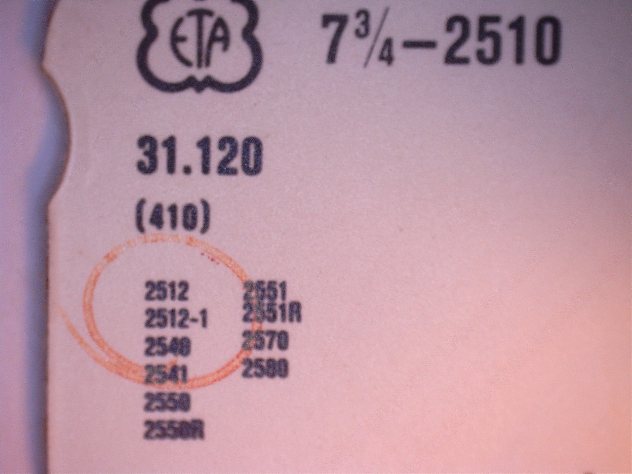 Eta 2512-1 2512.1 Calibre Swiss Watch Parts - Spares * used & new old ...