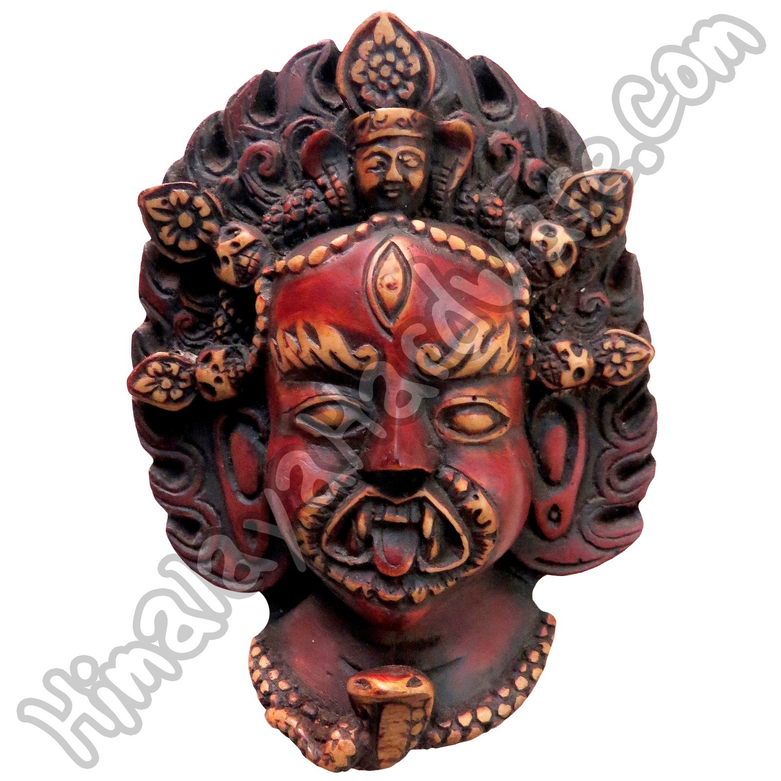 Resin Bhairava Mask: black red gold Bhairav Bhairab Kala Mahakala Shiva ...