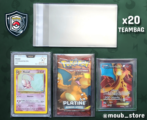 LOT 20 PROTECTION POCHETTE SLEEVES TEAM BAG CARTE PCA TOPLOADER BOOSTER ...