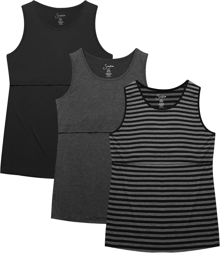 Women'S Nursing Tank Tops Summer Sleeveless Breastfeeding Clothes Soft ...