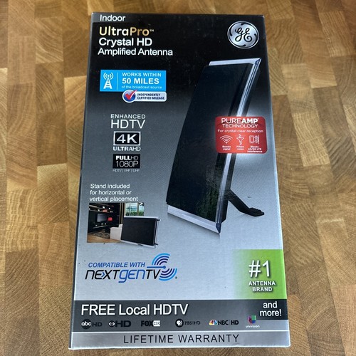 GE Indoor UltraPro Crystal HD Amplified Antenna 4k-1080P Free Local TV ...