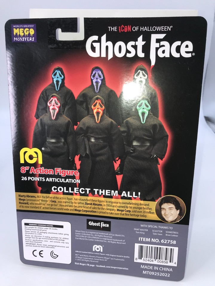 Mego Movies "Scream" SILVER Ghost Face 8” Figure The Icon of Halloween ...