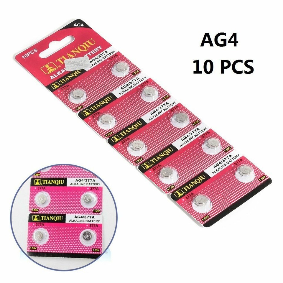 10 Pcs AG4 377 377A LR626 SR66 1.5 Volt Alkaline Button Cell Watch ...