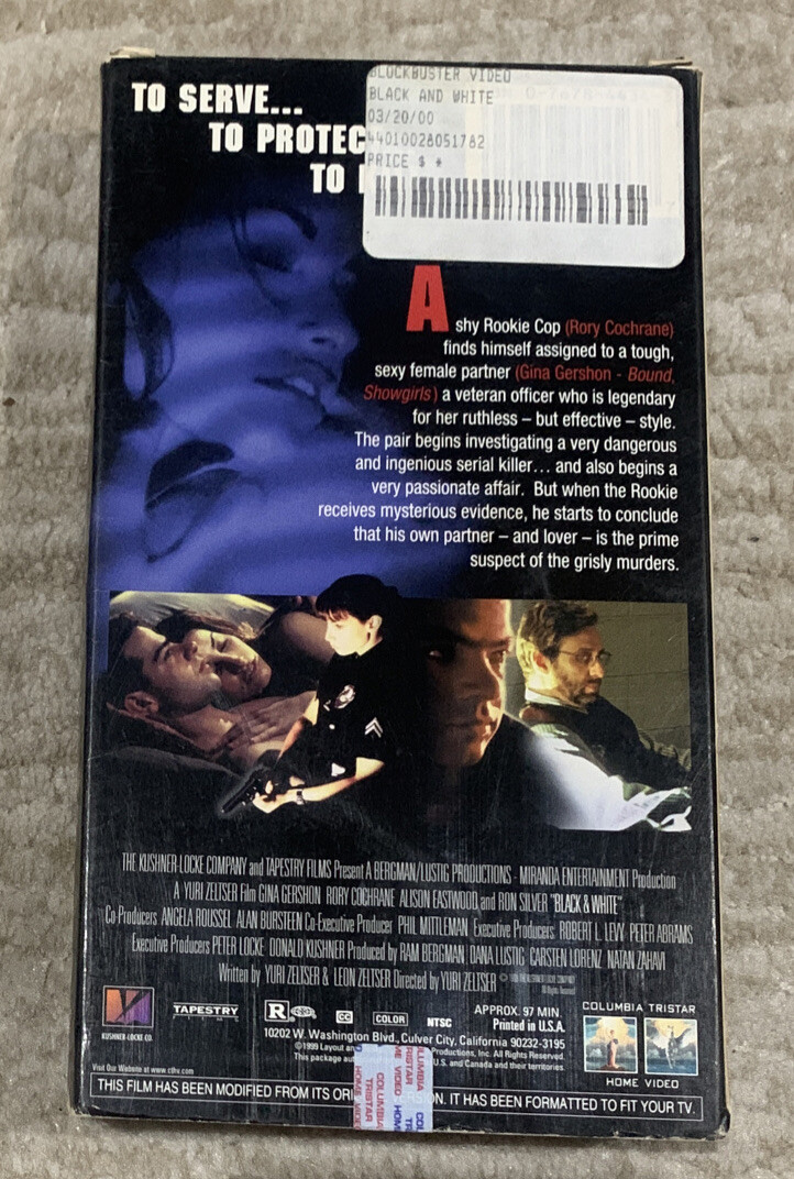 BLACK & WHITE (VHS 1990S) Rare Screener GINA GERSHON, RON SILVER, RORY ...