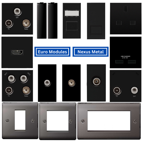 BG Black Nickel Black Euro Data Module Inserts HDMI TV SAT Cat5 Cat6 ...