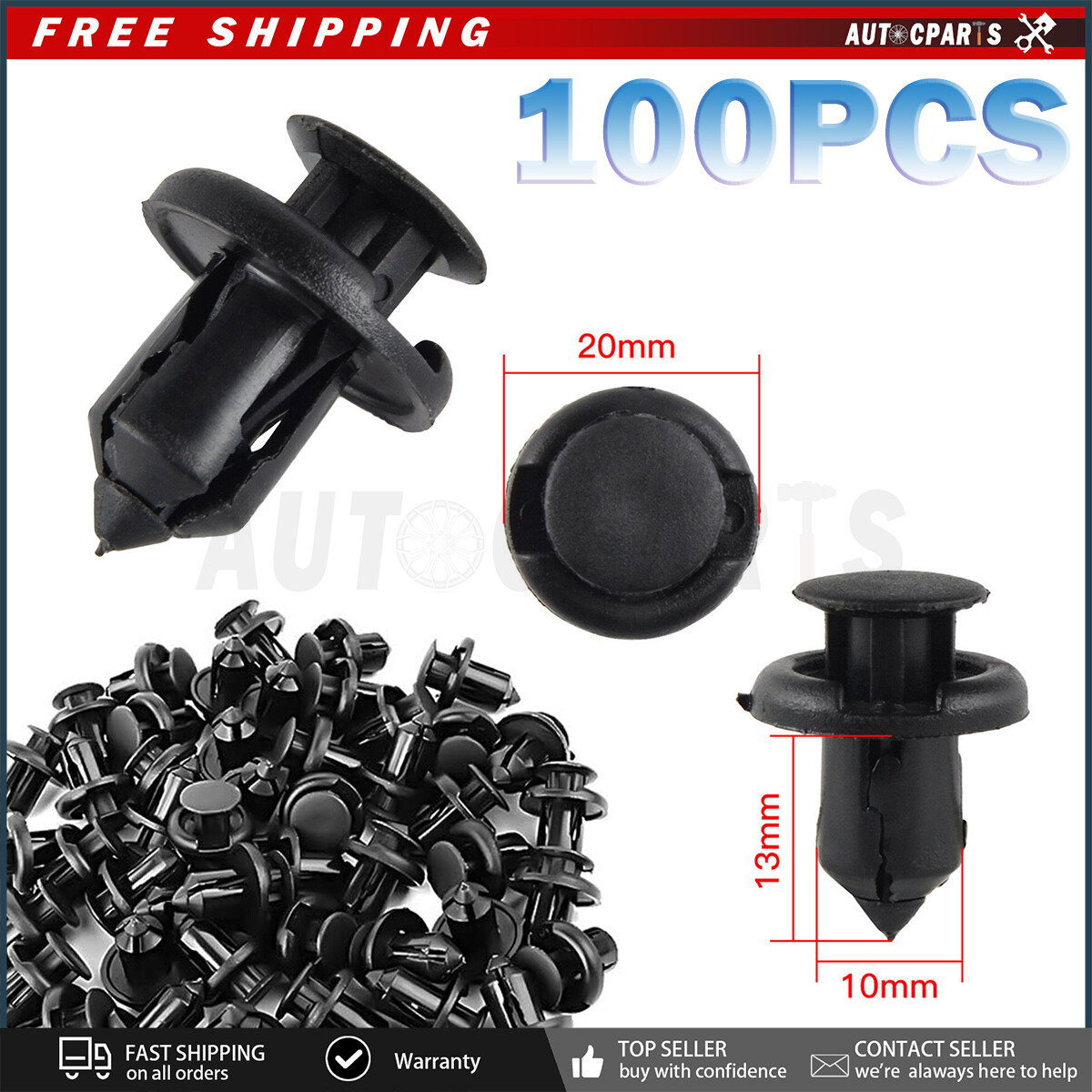 100 Pcs For Acura Bumper Clips Hood Push Fender Rivets Fasteners ...