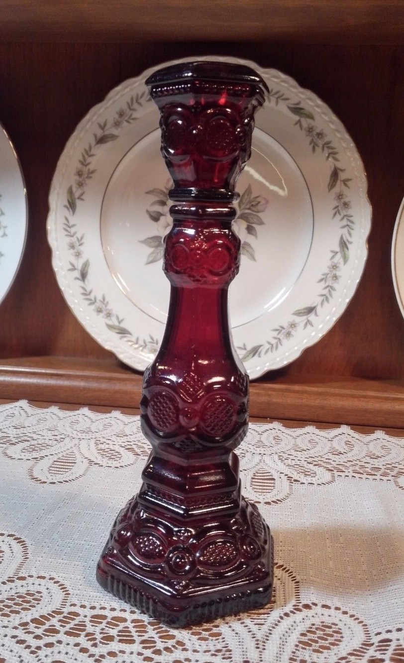 Single AVON CAPE COD RUBY 8 3/4 in. TALL SINGLE LIGHT CANDLESTICK. | eBay