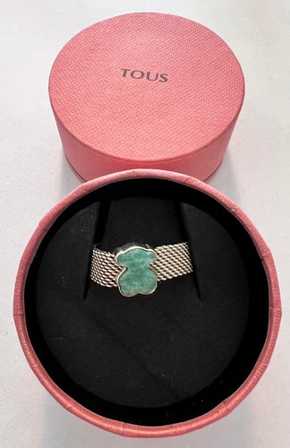 TOUS 13105511 Silver Ring Mesh with faceted Amazonite Bear motif size 7 ...