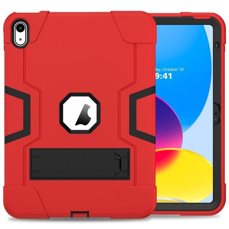 Red and Black Contrast Silicone and PC Case for iPad 2025/2022 with ...